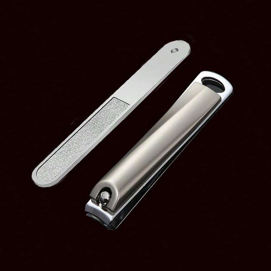 Salmon-Colored Curved Nail Clippers & Nail File Set | SHEIN EUR