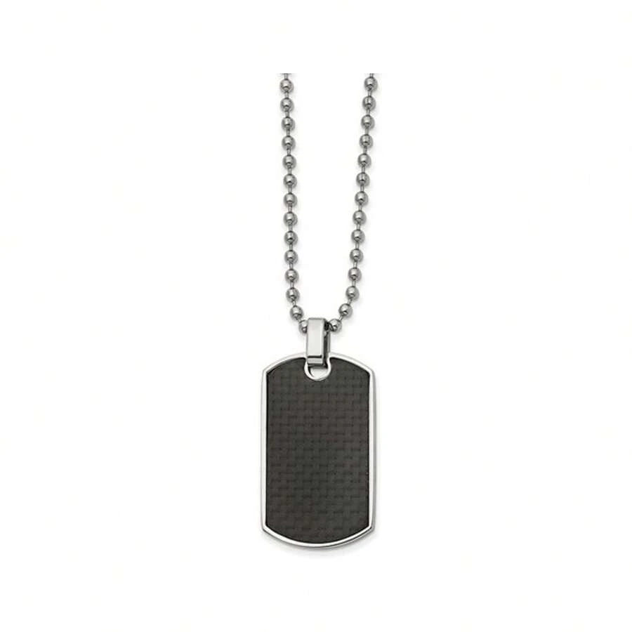 Gem And Harmony Mens Black Carbon Fiber And Wood Reversible Dog Tag ...