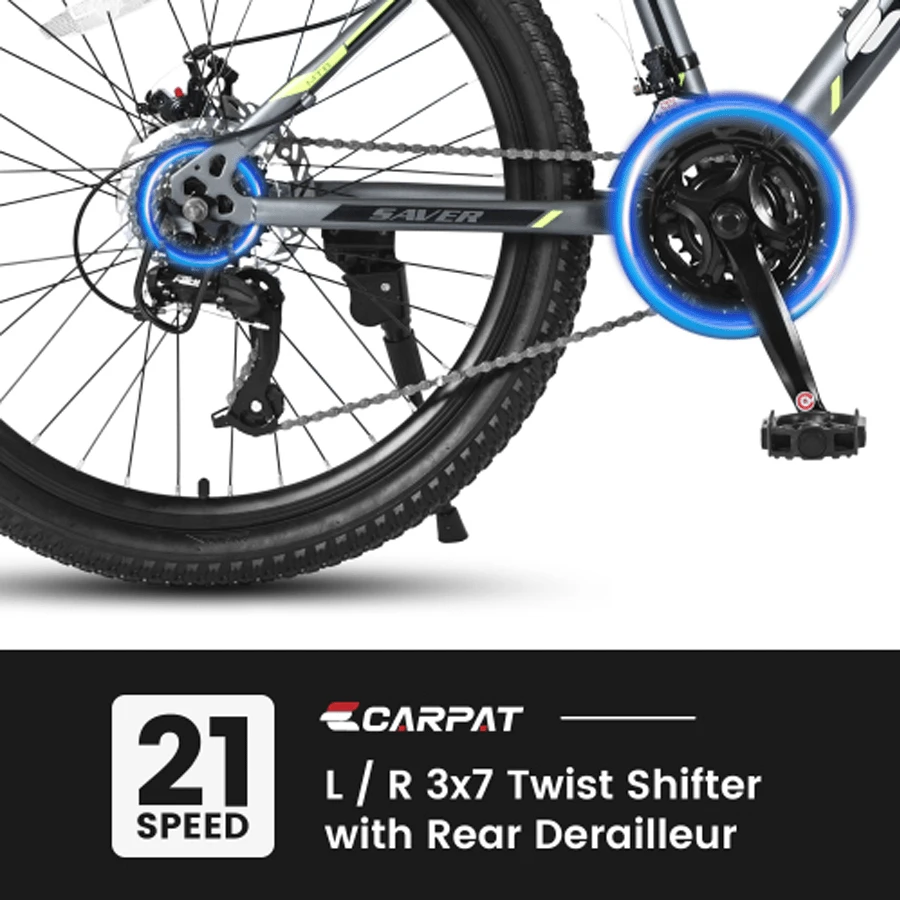 S24102 24 Inch Mountain Bike Boys Girls, Steel Frame, Shimano 21 Speed ...