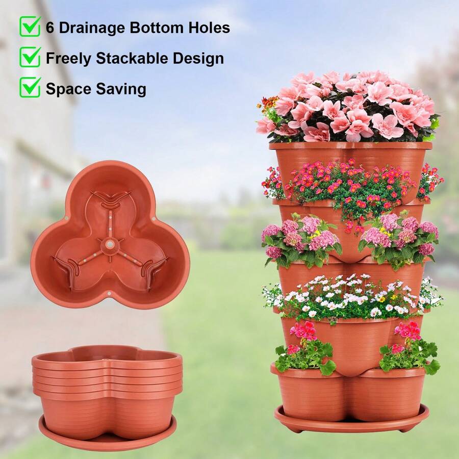 Moclever 5 Tier Vertical Stackable Planter Garden Tower Stackable ...