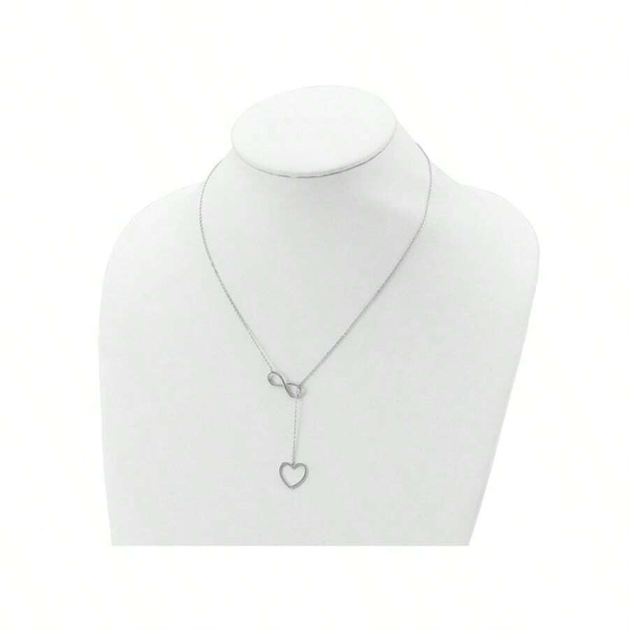 Gem And Harmony Sterling Silver Open Infinity And Heart Y-Drop Necklace ...
