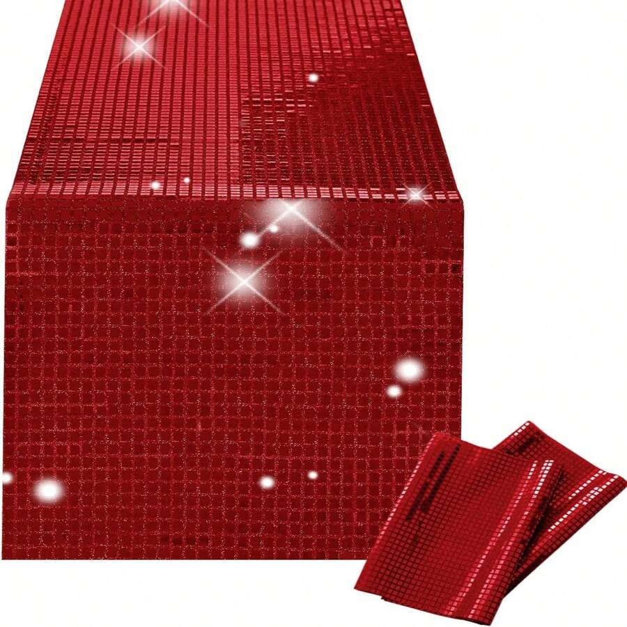 1/3/5pcs 33*183cm Gold Glitter Table Runner For Disco Party, Retro 70s 80s Theme, Disco Ball ...