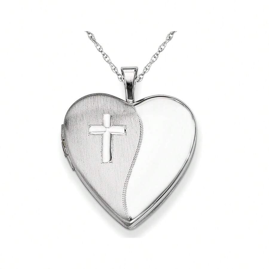 Gem And Harmony Sterling Silver Cross Heart Shaped Locket Pendant ...