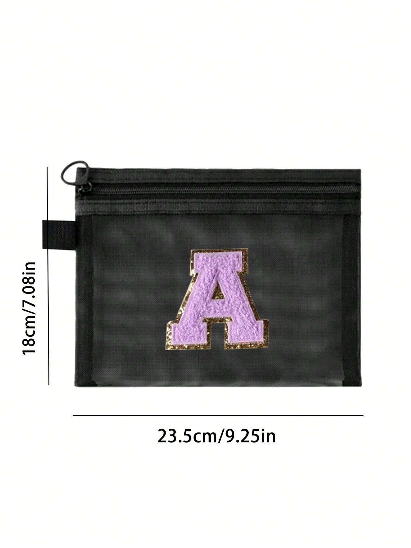 1PC Black Mesh Bag, Large Capacity With Initials, Purple Towel ...