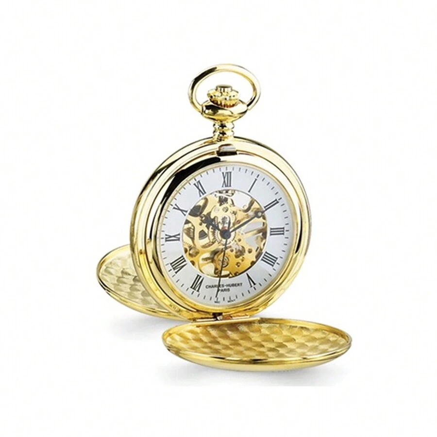 Gem And Harmony Charles Hubert 14k Gold Finish Pocket Watch (48mm ...