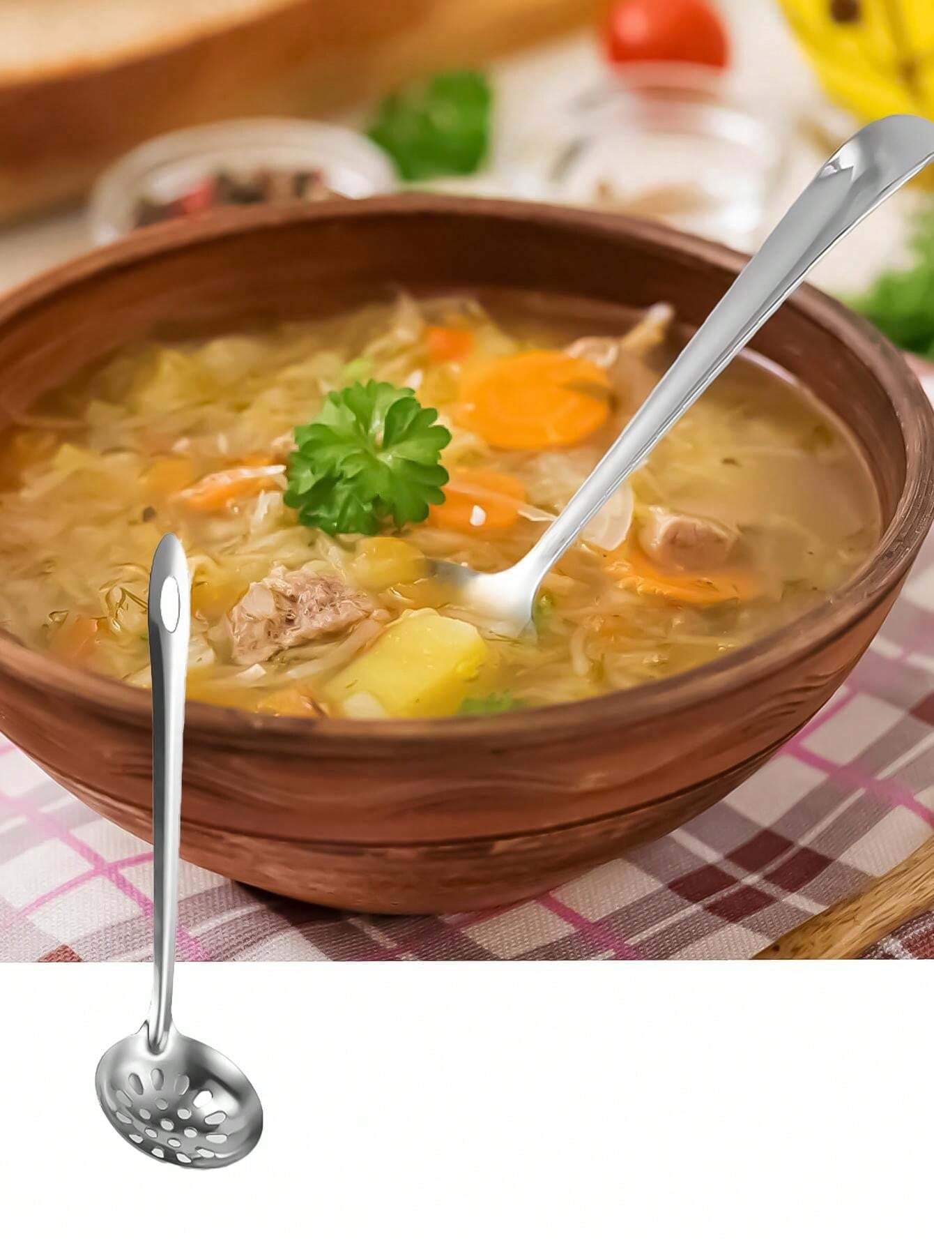 2 Piece Stainless Steel Soup Strainer Kitchen Cooking Light Handle Hot ...