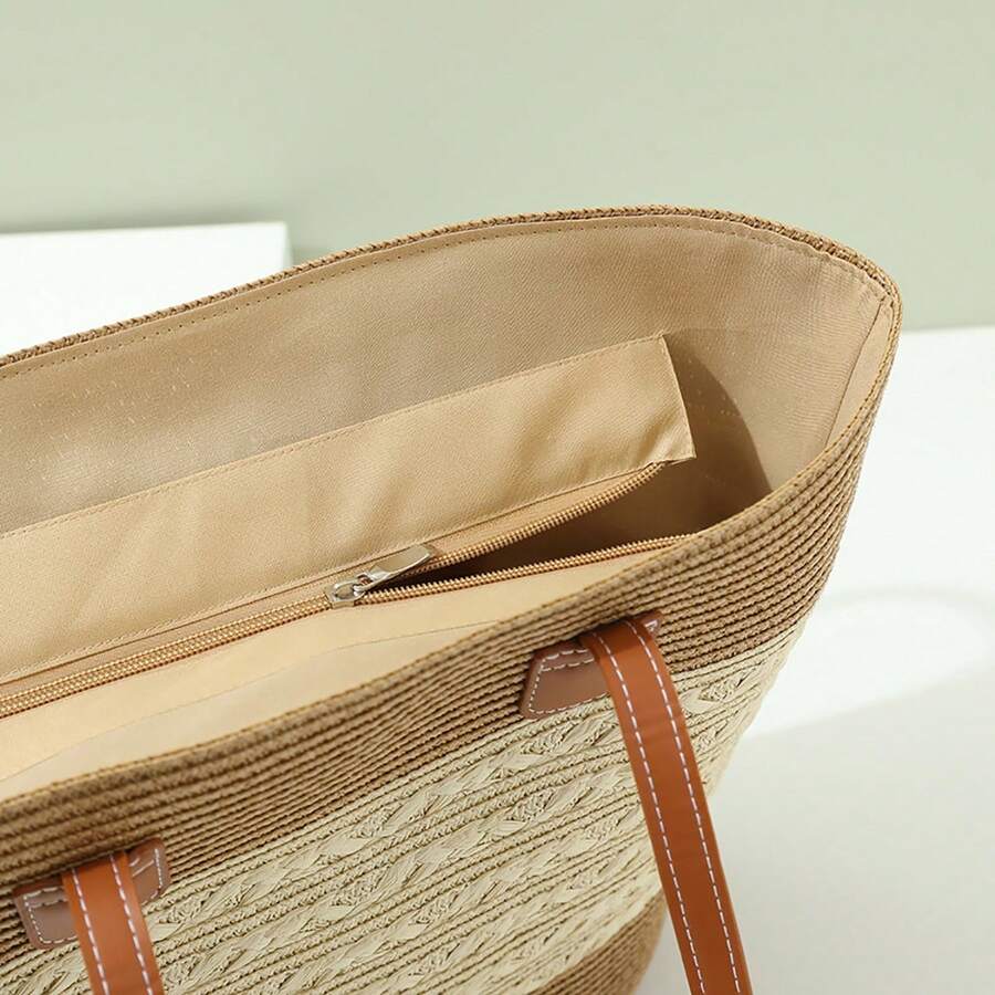 Straw Beach Bag, Summer Straw Tote Raffia Handbags For Women Trendy ...