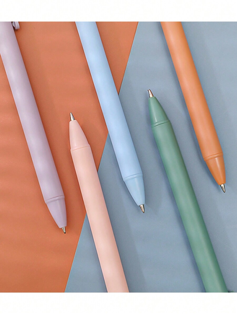 5pcs Simple Macaron-Colored Retractable Ballpoint Pens, Mixed Colors ...