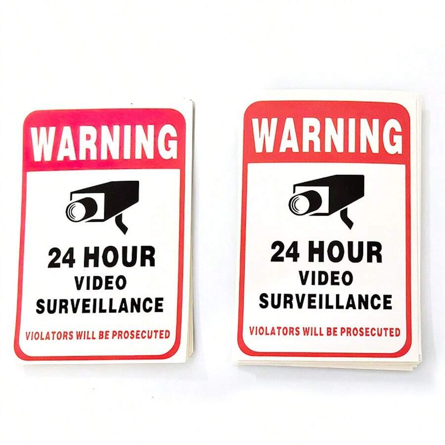 3pcs 24-Hour Video Surveillance Warning Stickers, Camera Sticker Sign ...