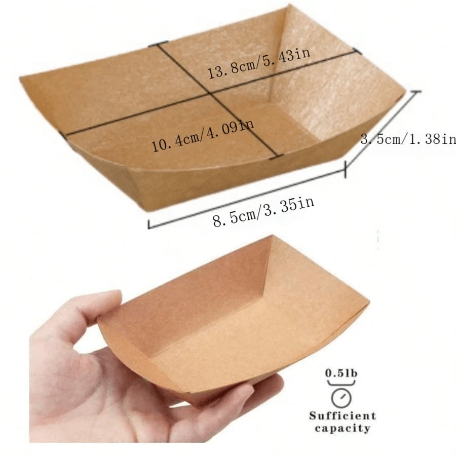 30/50/100Pack 1/2 Lb Disposable Kraft Brown Paper Food Trays,Small Take ...
