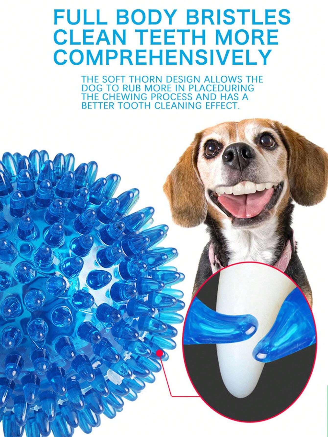 1pc Pet Training TPR Squeaky Ball For Dogs And Cats With Spiky Texture ...