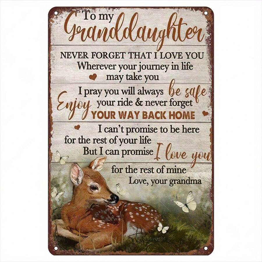 Granddaughter Inspirational Quote Metal Sign - Waterproof Family Love ...