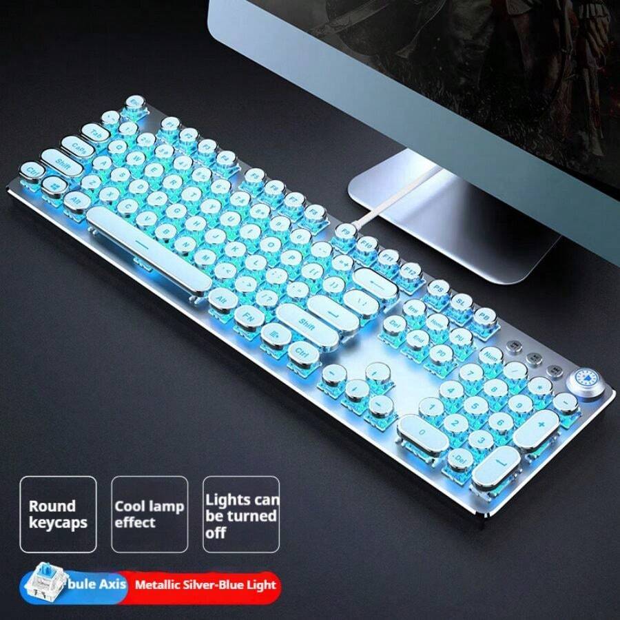 EWEADN EWEADN Punk Typewriter Mechanical Gaming Keyboard, Retro Punk ...