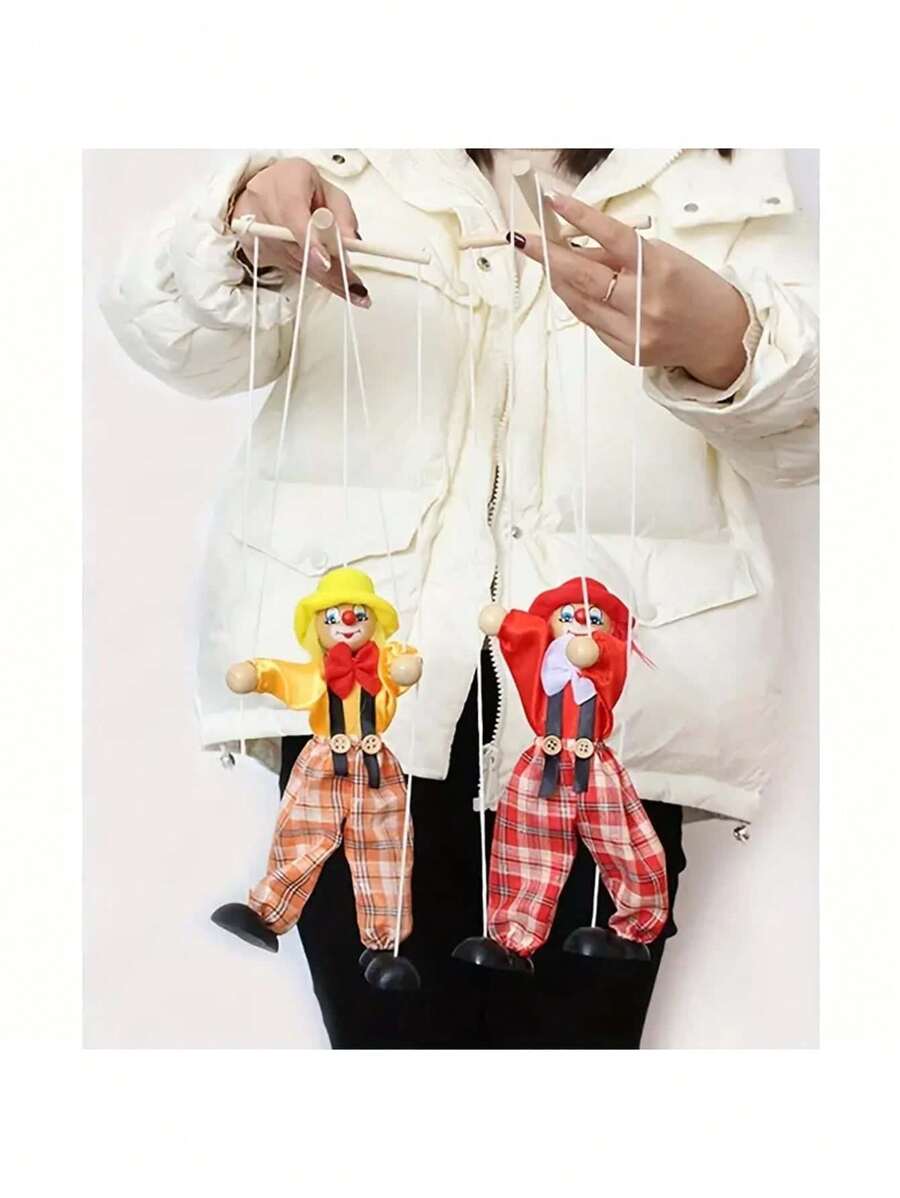 1pc Handmade String Puppet Toy, Clown On A String Handicraft Doll, Fun ...