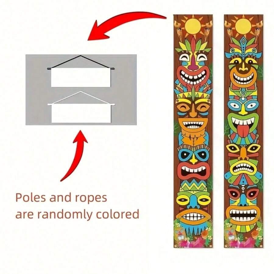 3PCS Hawaiian Luau Party Decorations Tiki Banner, Aloha Bean Bag Toss ...