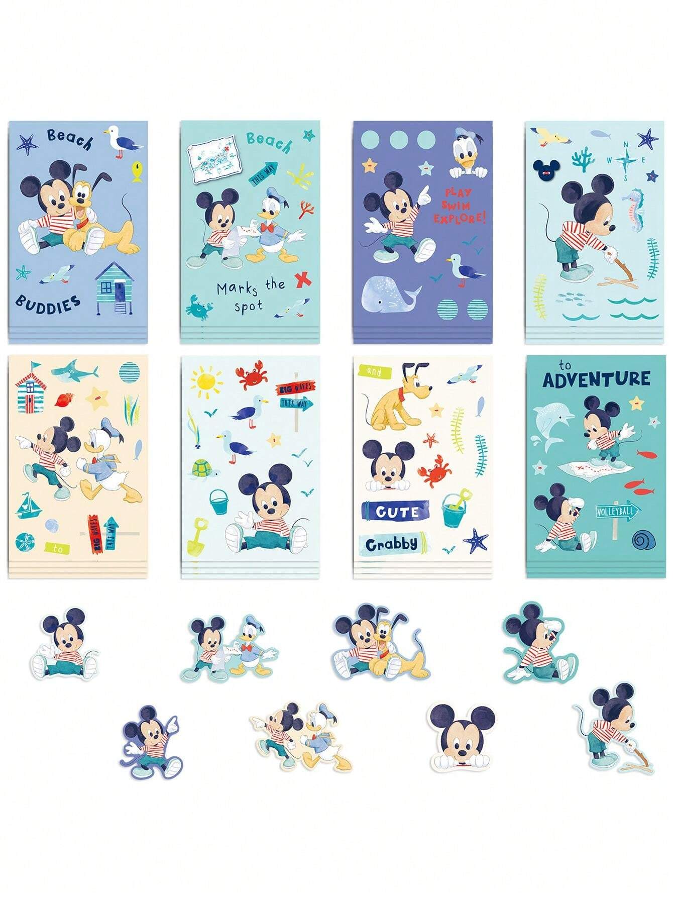 8 Sheets/Set Genuine Disney Mickey Mouse Stickers Mickey And Minnie ...