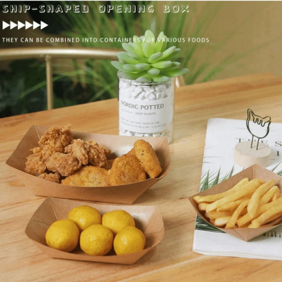 30/50/100Pack 1/2 Lb Disposable Kraft Brown Paper Food Trays,Small Take ...