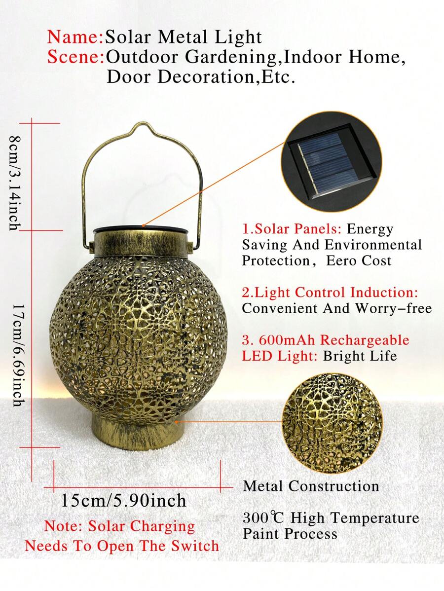 1pc Solar Hanging Lantern Light, Tabletop Solar Lantern With Handle ...