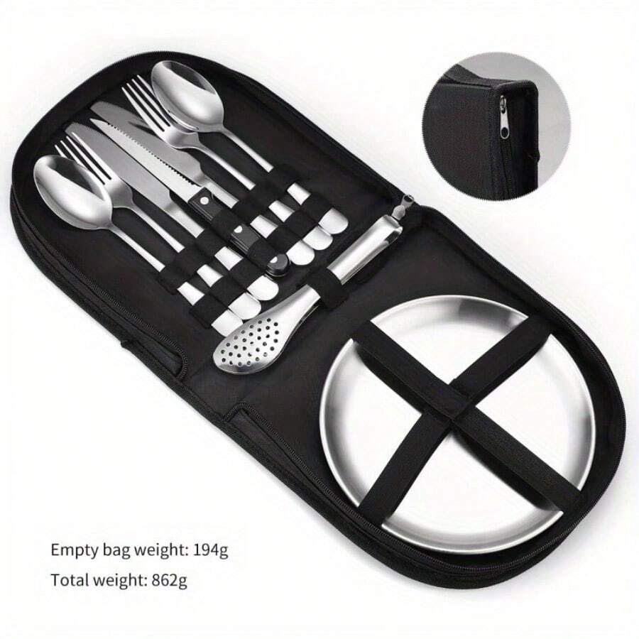 Portable Outdoor Cutlery Set For Picnic, Camping Dinnerware Set With ...