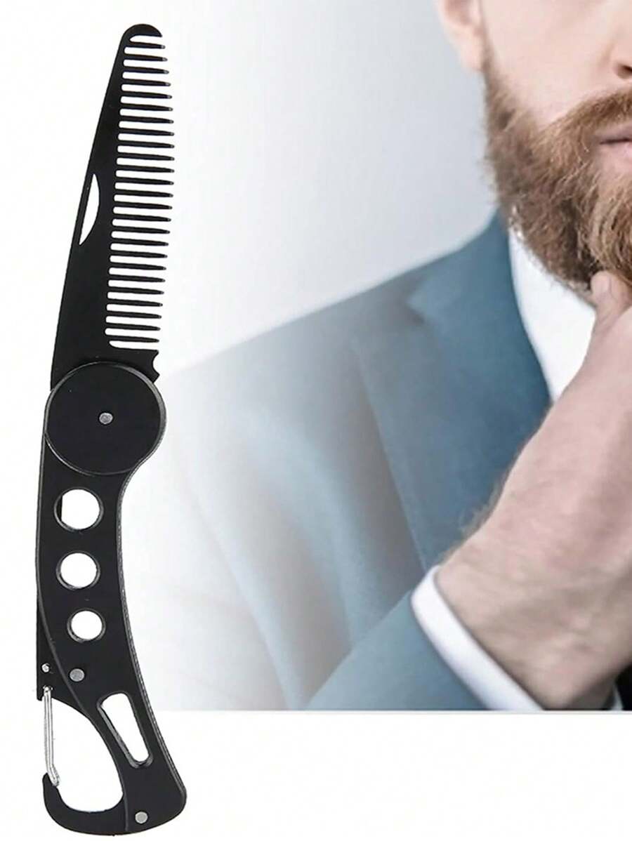 Stainless Steel Folding Beard Comb, Portable Multifunctional Anti ...