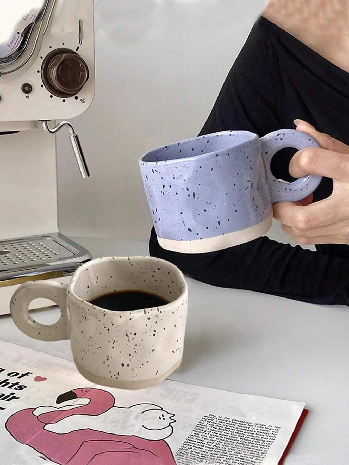 1pc Hand-Painted Ink Splatter Style Irregular Ceramic Cup, Start-Up ...