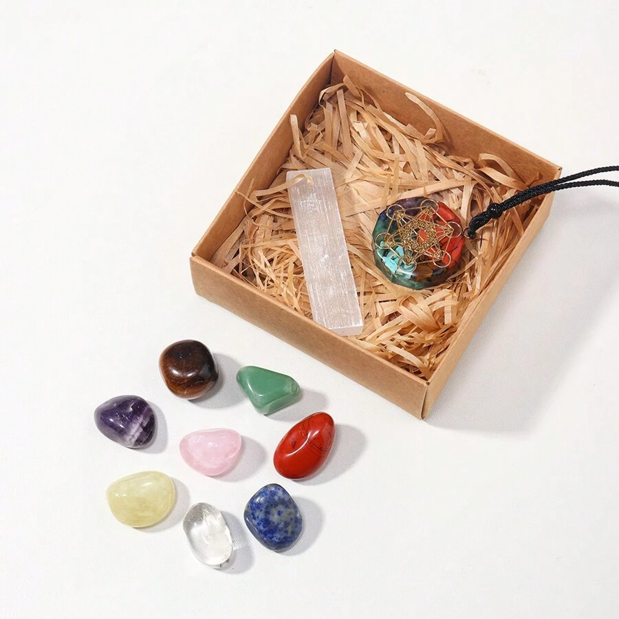 1box Natural Crystal Chakela Suit 10pcs Crystal Energy Stone Healing ...