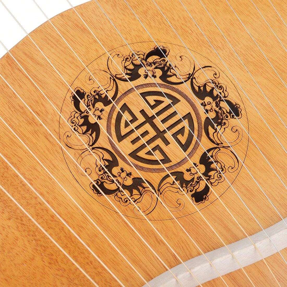 16-String Wooden Lyre Harp Round Shape Sound Hole Metal Harp Strings Solid Wood Strings ...