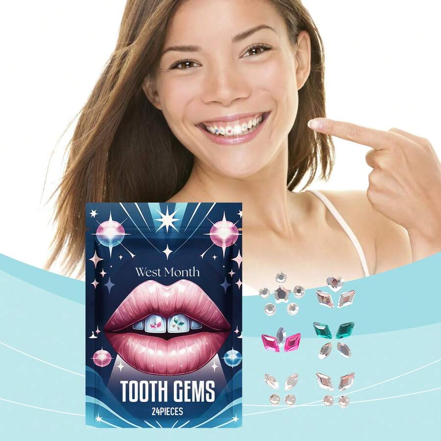 1 Box Of 24pcs Of Tooth Gems Crystal Dental Diamond Jewelry, Decorate ...