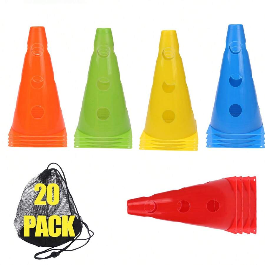 20 Pack Plastic Agility Cones, 9 Inch Soccer Cones Training Agility ...