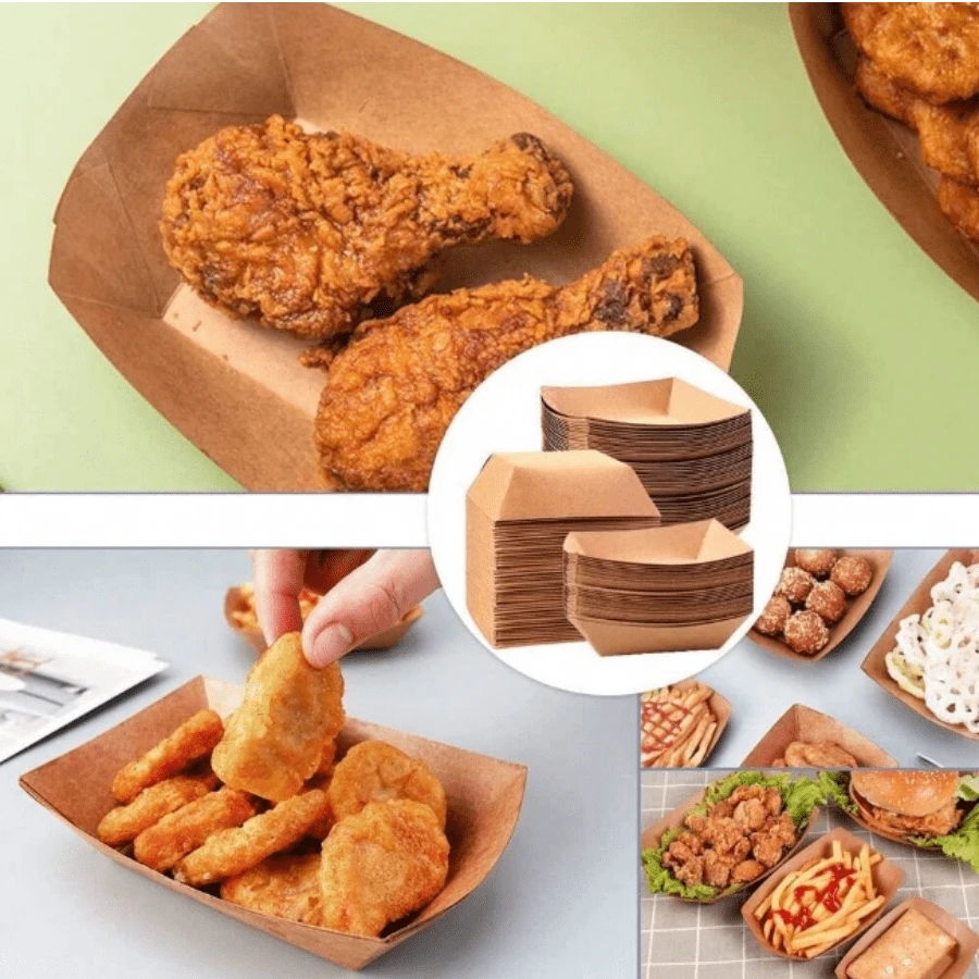 30/50/100Pack 1/2 Lb Disposable Kraft Brown Paper Food Trays,Small Take ...