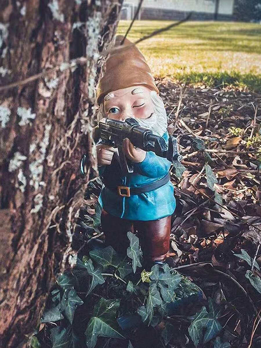 1pc Cute Dwarf Gnome Gunner Ornament For Home Decor And Shooting Toy Doll Collectors | SHEIN ...