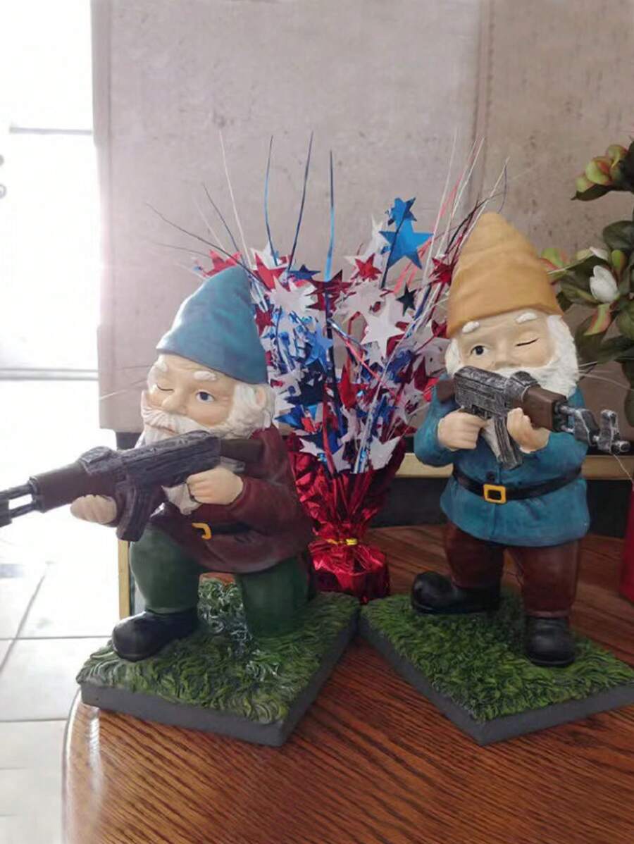 1pc Cute Dwarf Gnome Gunner Ornament For Home Decor And Shooting Toy Doll Collectors | SHEIN USA