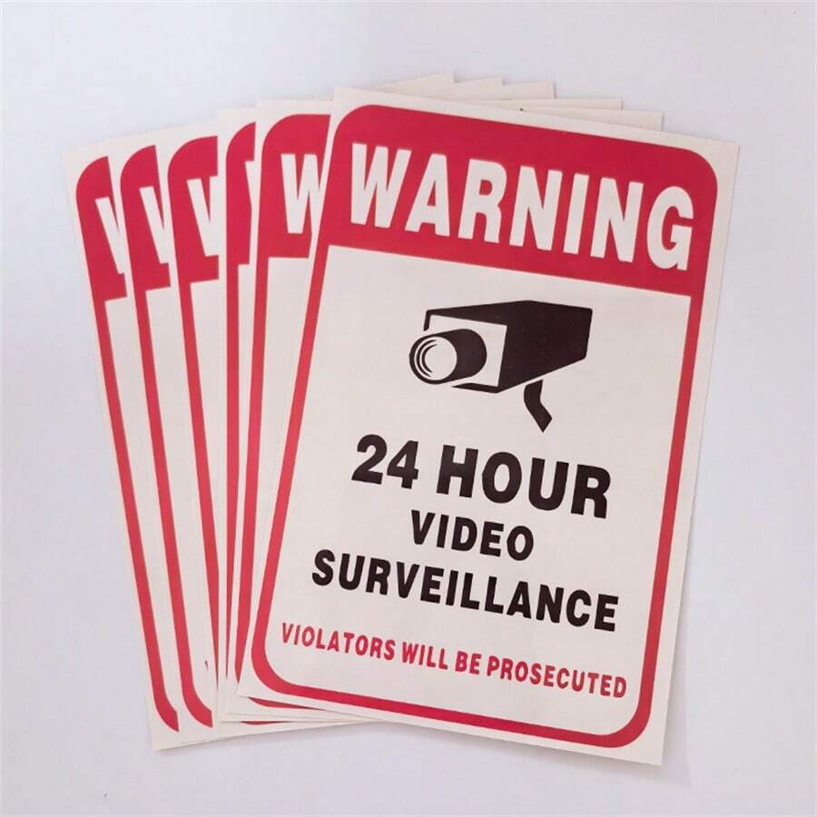 10pcs 24 Hour Video Surveillance Warning Stickers Camera Sign Decals ...