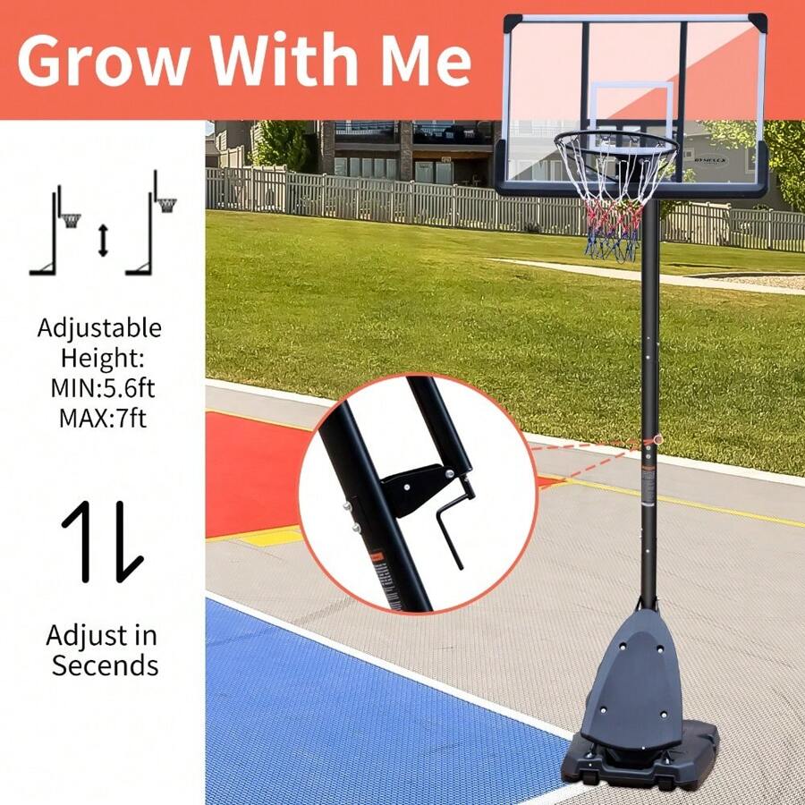 Height Adjustable 6 To 10ft Basketball Hoop 44 Inch Backboard Portable ...