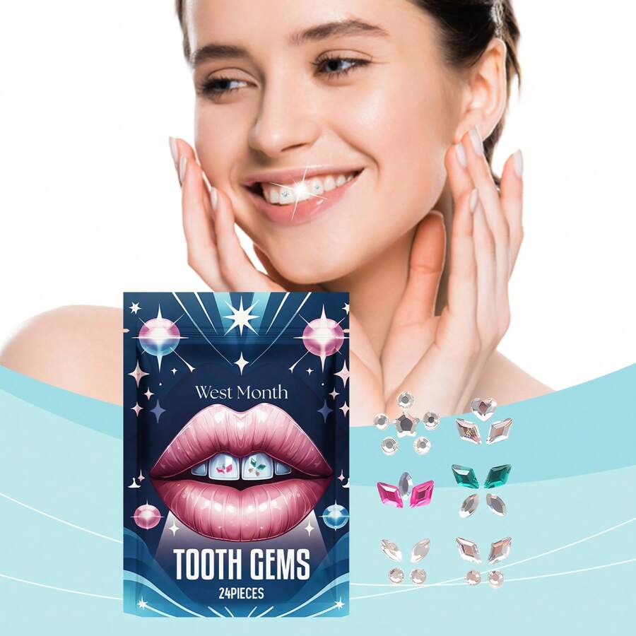 1 Box Of 24pcs Of Tooth Gems Crystal Dental Diamond Jewelry, Decorate ...