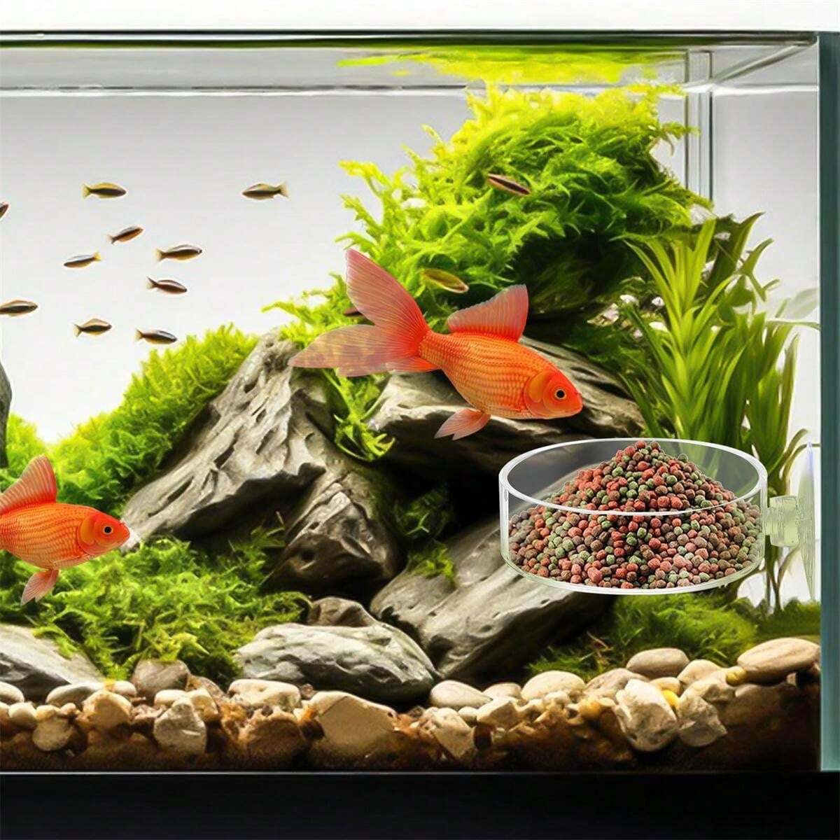 Shrimp And Fish Feeding Dish With Transparent Crystal Glass Shrimp ...