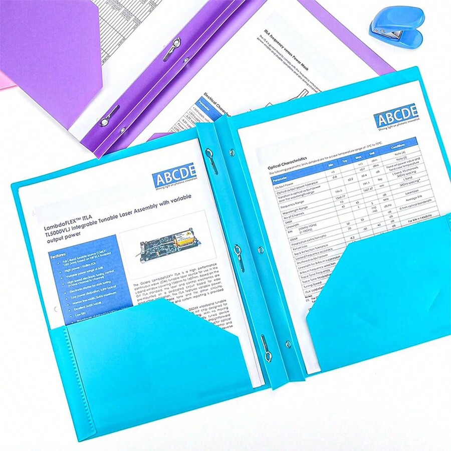 1pc Plastic Pocket Folders, Project Folders With 3 Hole Punch, Binder ...