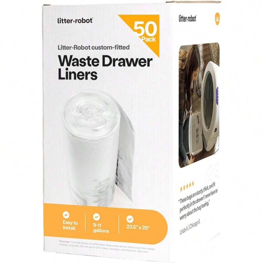 Litter-Robot Waste Drawer Liners 50 Pack - Litter Box Liners, Custom ...