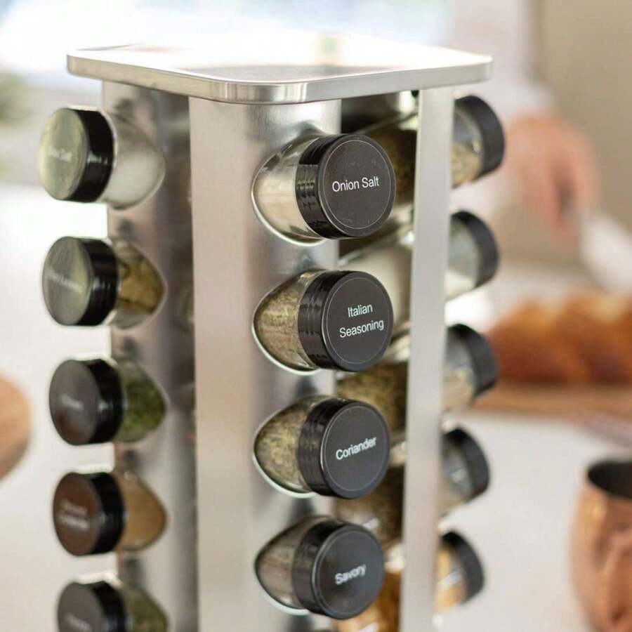 Orii 20 Jar Spice Rack With Spices Included - Revolving Tower Organizer ...