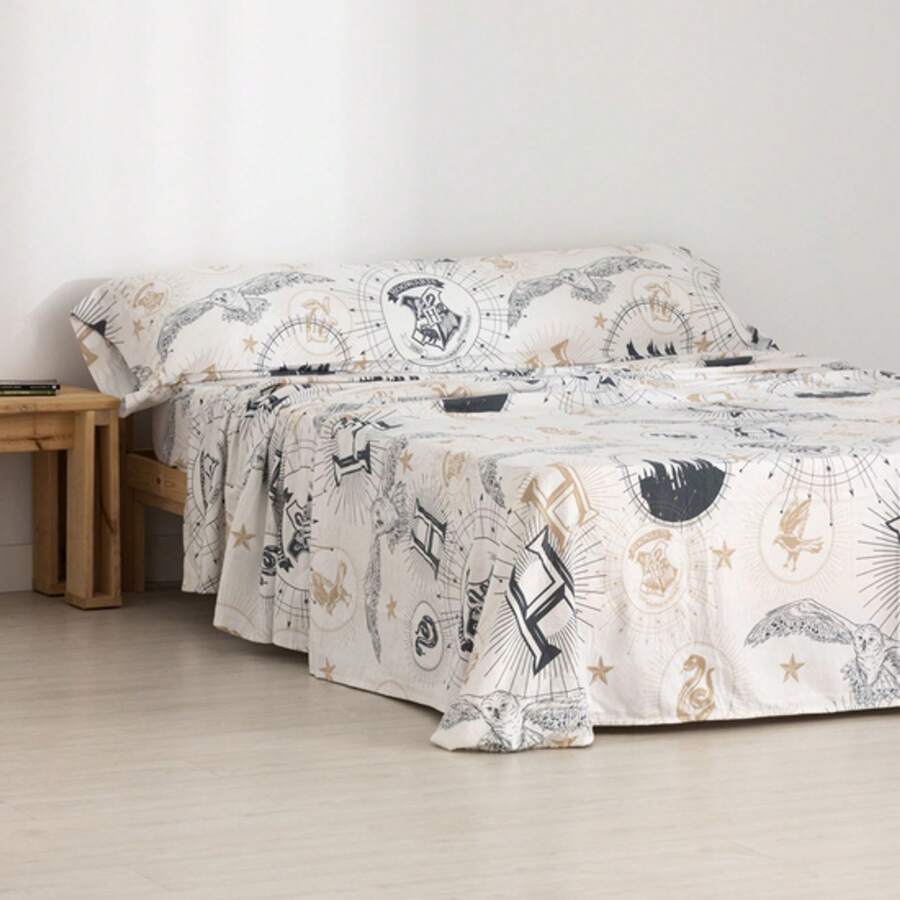 Harry Potter Flannel Sheet Set HPotter Gold Beig 100% Cotton, Sheet Set ...