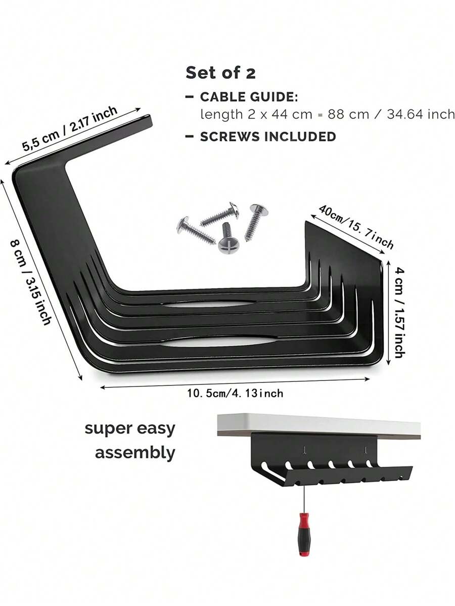 Desktop Cable Management System - With Cable Ties For Easy Installation ...