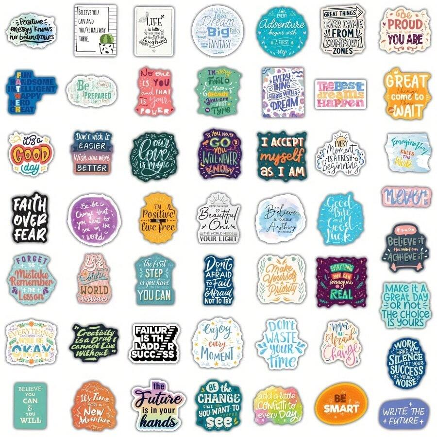 100pcs Motivational Quote Stickers, Inspirational Words Stickers, Vinyl ...