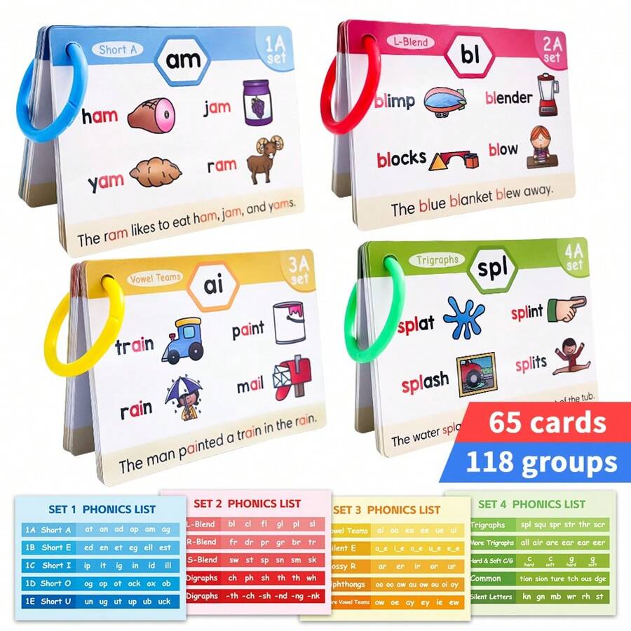118 Groups English Phonics Flashcards For Kids Baby Learning English ...
