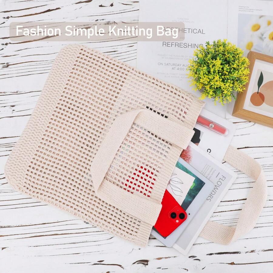 Crochet Tote Bag For Women, Crochet Mesh Beach Tote Bag Summer Vacation ...