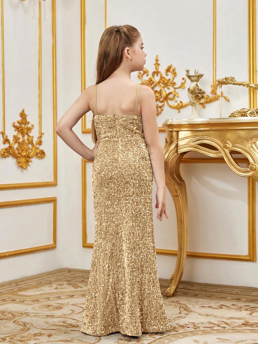 Robe de fille préadolescente avec ourlet de sirène, pailletée et ...