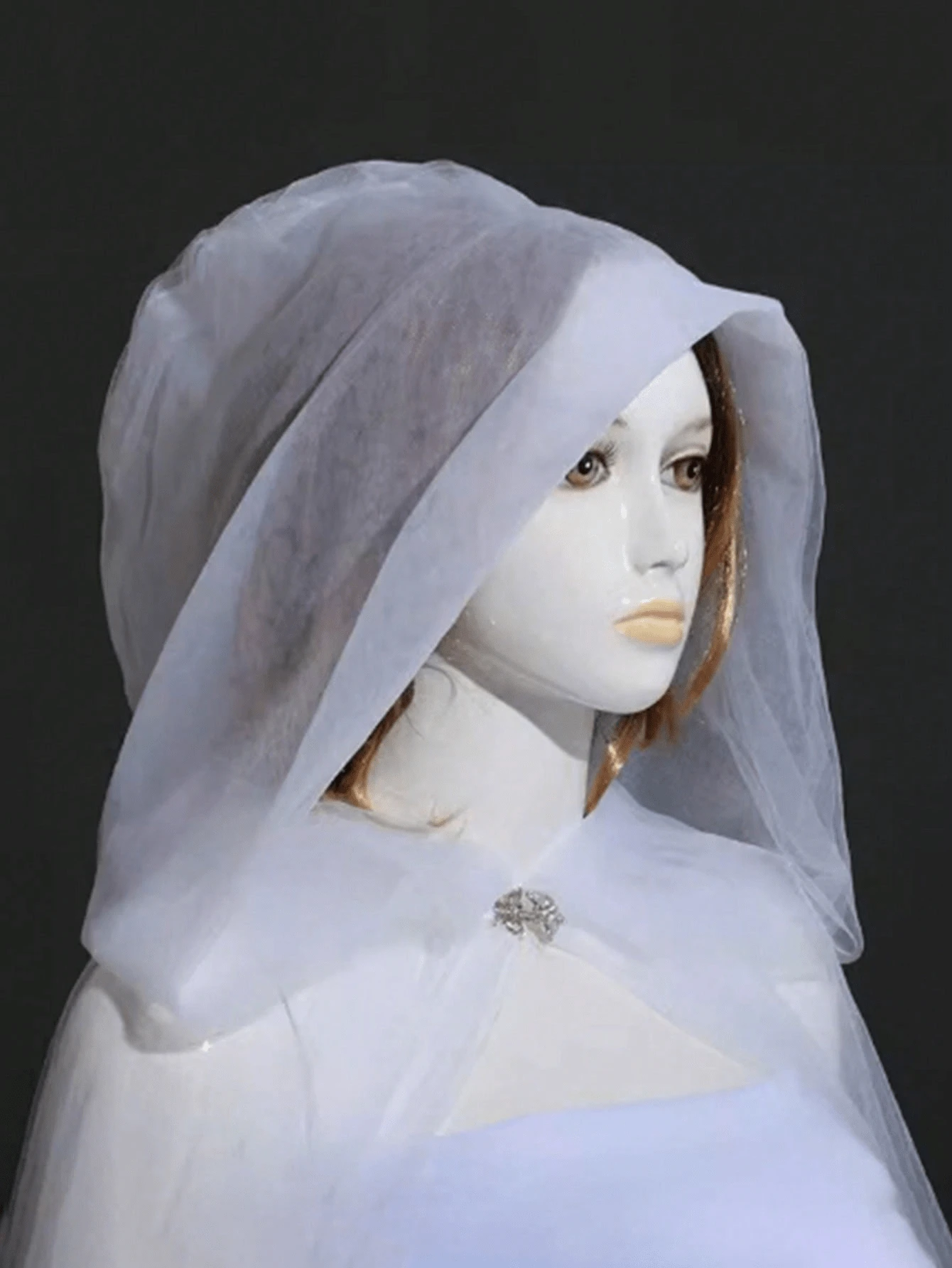 1pc Women Hood Tulle Cape Cloak Wedding Bridals Floor Length Soft Mesh ...