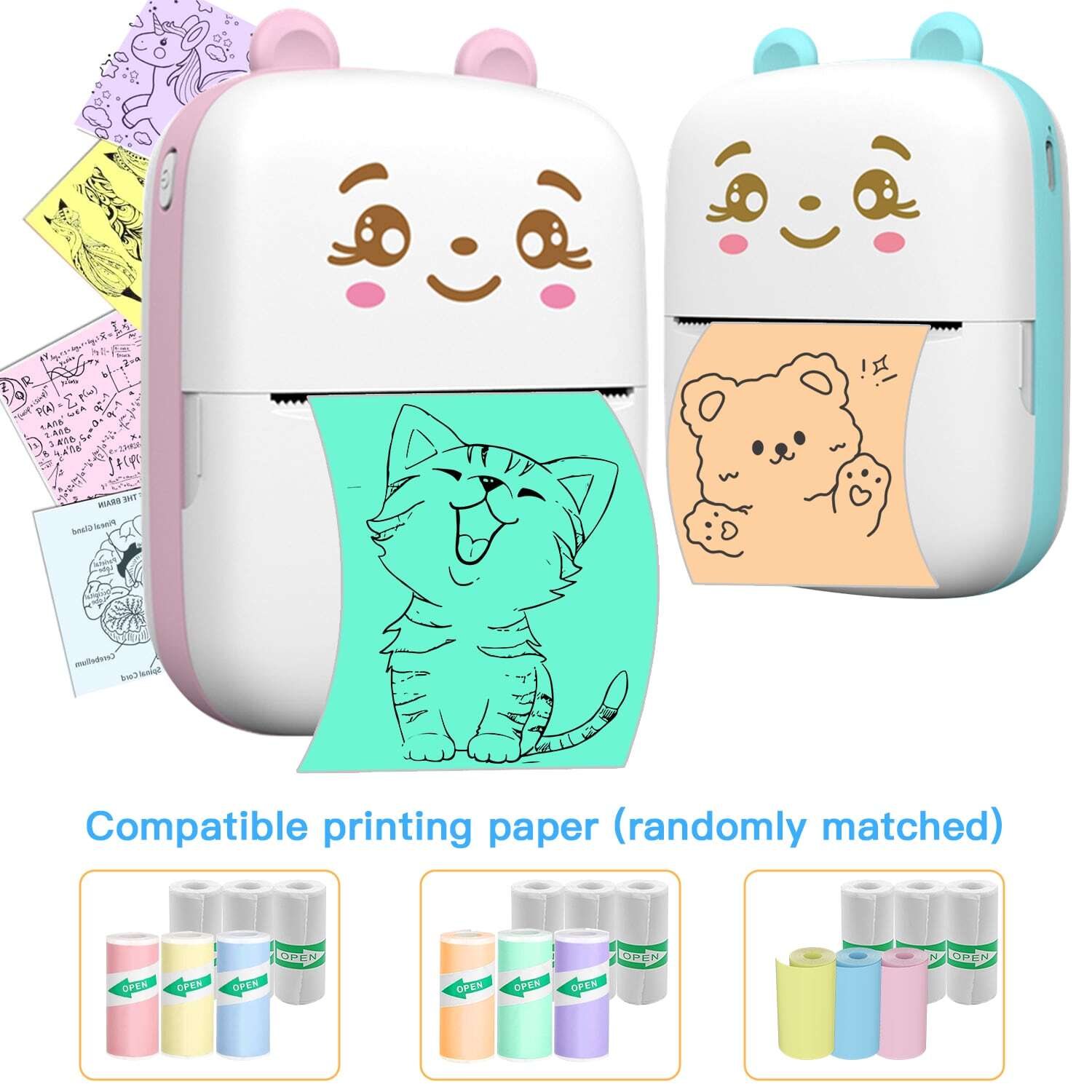 Portable Mini Printing Machine (With 6 Rolls Of Mini Printing Paper ...