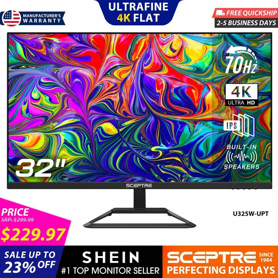 SCEPTRE 32" 3840x2160 Computer Monitor Gaming Office 70Hz IPS 4K UHD ...