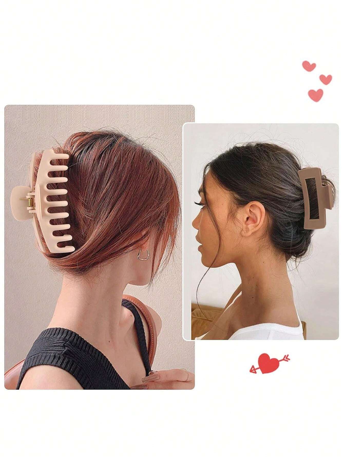 4pcs Women's Black/Brown/Beige Square Dragon Claw Shaped Random Large ...