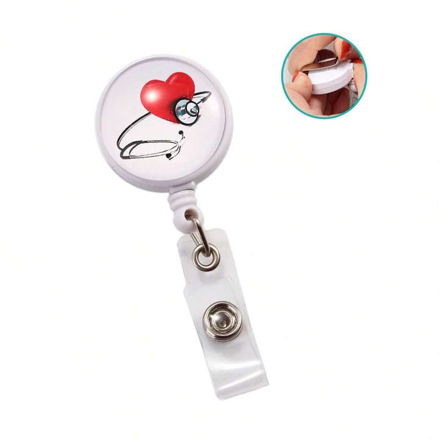1pc 24-Inch Extendable Badge Reel With Belt Clip, Retractable Round ID ...